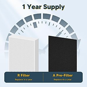 Improvedhand HPA300 HEPA Filter Replacement fit for Honeywell Air Purifier & Replacement Filter R Compatible with HPA304 HPA5300 HPA8350 HPA300VP(3 HEPA Filters&6 Pre-cut Activated Carbon Pre Filters)