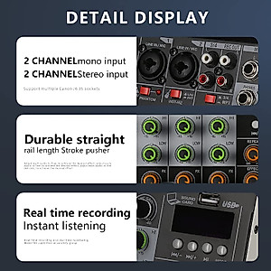 Aibedo Audio Mixer 4 Channel Mini Audio Mixer DJ controller Mini Family KTV karaoke mixer USB/BT Effects Interface Mixer F4A