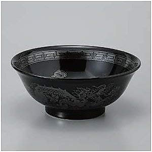 Japanese Black glaze silver dragon Ramen Bowl 8.35