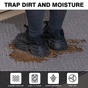 Syalife Door Mat Indoor Doormat, Non-Slip Resist Dirt Entryway Rug Entrance Mat, Dog Door Mat, Super Absorbent Welcome mat for Muddy Wet Shoes and Paws, 20"x31.5", Grey 01