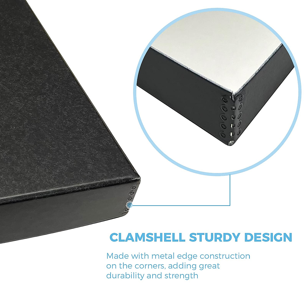 Lineco Clamshell Folio Storage Box, 16.5" x 20.5" x 1.75" Prints, Metal Edge Archival Boxboard, Color: Black
