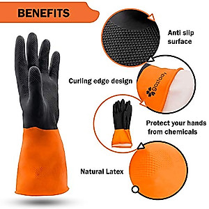 Chemical Gloves Set of 2 Pairs - Size L Gloves with High Protection for Your Hands-Waterproof Latex Gloves Anti-slip Grip For Firm Handling-Industrial Strength Household Chemical Industry Automotive