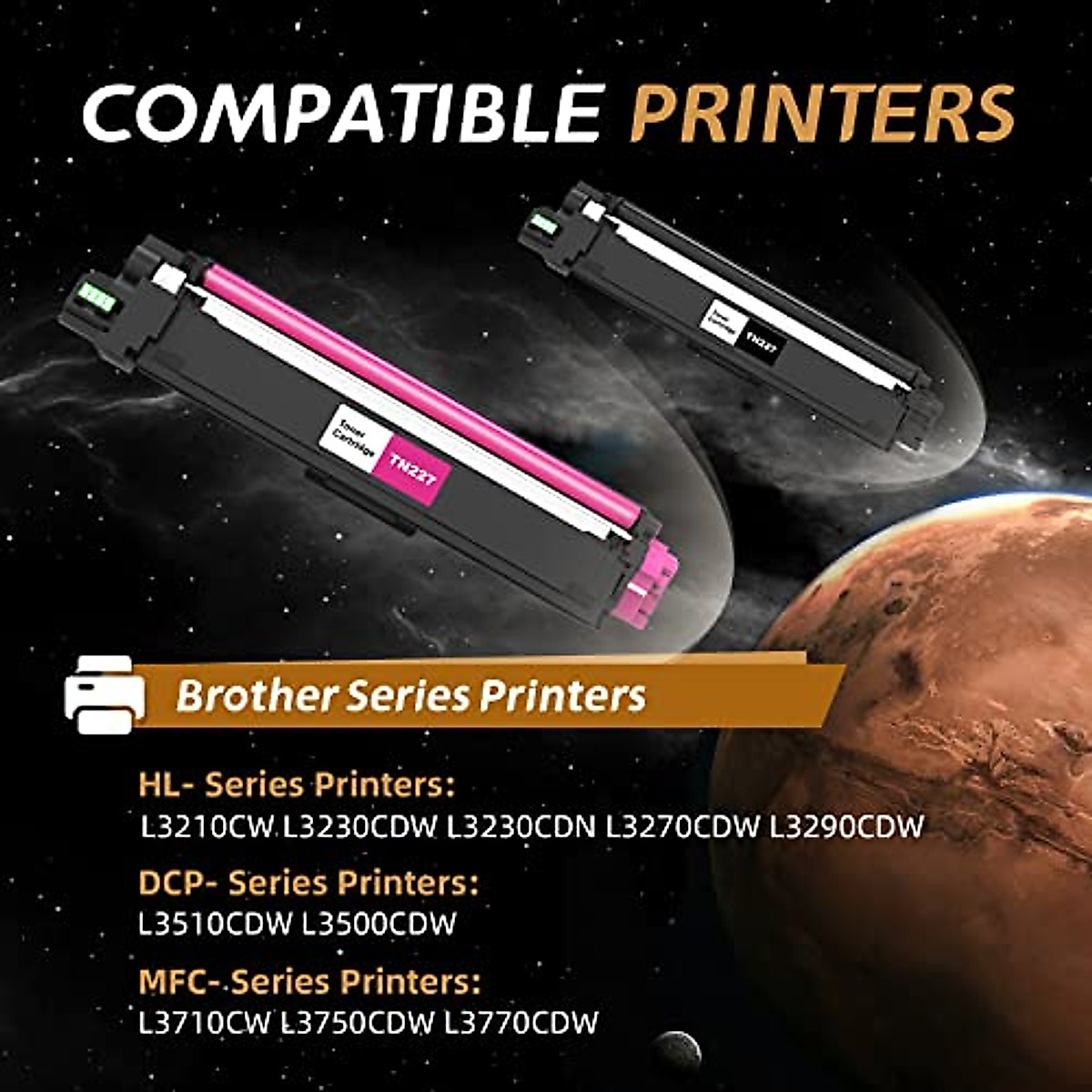 TN227 Toner Cartridge Replacement for Brother TN227 TN-227 TN227BK/C/M/Y TN-227 TN223 TN223BK for MFC-L3750CDW HL-L3210CW HL-L3290CD HL-L3230CDW HL-L3270CDW MFC-L3710CW MFC-L3770CDW Printer (5 Packs)