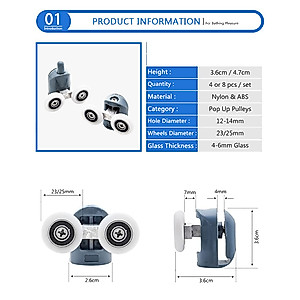 Double Pop Up Wheels Sliding Shower Door Rollers Runners Pulleys Screw Cover Cap Cabin Room (Color : DW-114-8PCS Size : 25mm) (Dw 114)