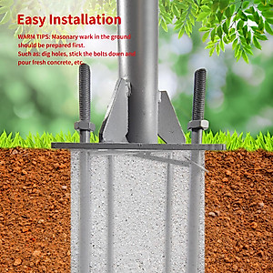 VELSKUD Parking Lot Light Pole, Heavy Duty Metal Light Pole, 13 ft, 2.36” Outdoor General Purpose Metal Street Light Pole Post, W.ith Concrete Base Bracket，for Ground Soil Parking Lot Light Pole Kit.