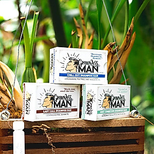 Grown Ass Man Co. - Solid Shampoo Bar Rich Lather 3 in 1: Hair, Beard & Body Wash - Plastic Free & Eco-Friendly, Natural & Organic Clean for All Hair Types, 4oz Bar (Variety, 3-Pack)