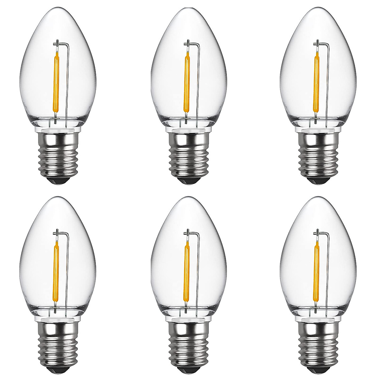Meconard C7 LED Night Light Bulbs, Shatterproof LED Replacement Bulbs for Window Candles & Chandeliers, E12 Candelabra Base, 0.6 Watt Equivalent to 7Watt Incandescent Bulb, Warm White,6 Pack