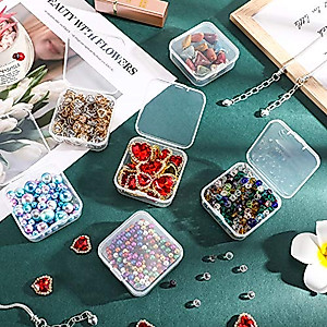 6 Pieces Mini Plastic Clear Beads Storage Containers Box for Collecting Small Items, Beads, Jewelry, Business Cards, Game Pieces, Crafts (2.13 x 2.13 x 0.79 Inch)