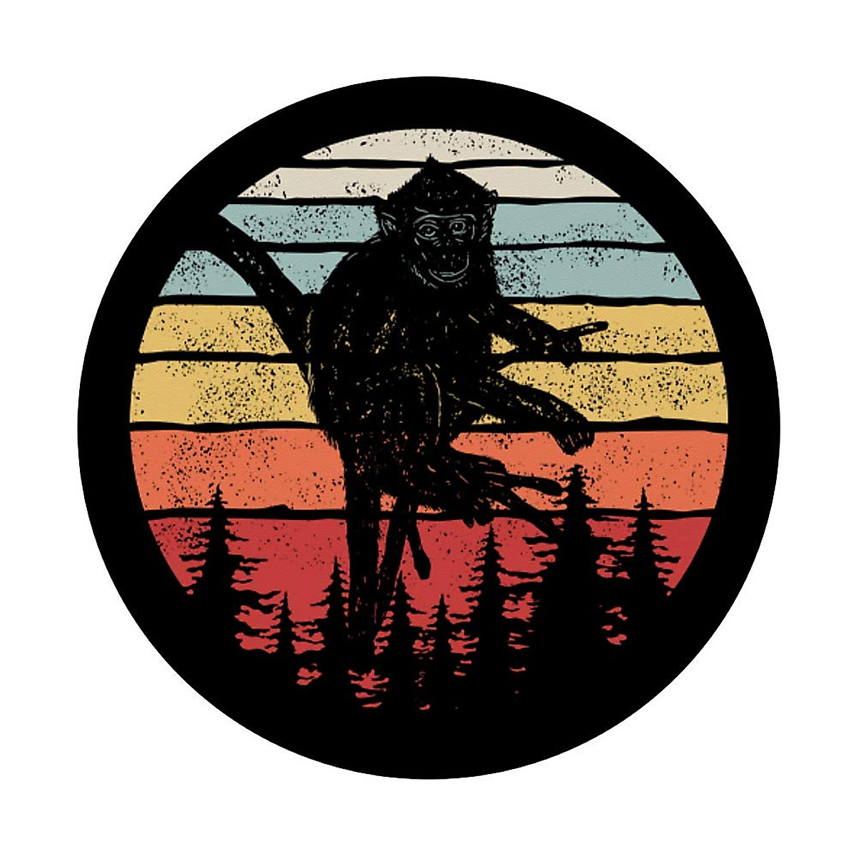 Vintage Retro Crab Eating Macaque Long Tailed Macaque PopSockets PopGrip: Swappable Grip for Phones & Tablets