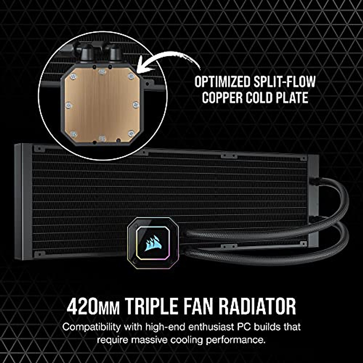 H170i ELITE CAPELLIX Liquid CPU Cooler - 33 Dynamic RGB LEDs - 140mm Fans - 420mm Radiator - COMMANDER CORE Smart Lighting Controller - CORSAIR iCUE Software Compatible - Zero RPM Fan
