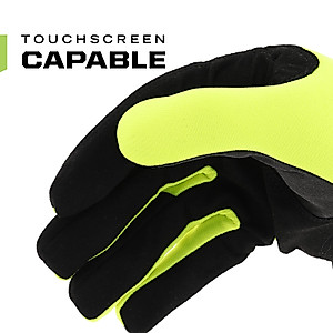 Mechanix Wear: Hi-Viz FastFit Work Gloves with Secure Fit Elastic Cuff, Reflective and High Visibility, Touchscreen Capable, Safety Gloves for Men, Multi-Purpose Use (Fluorescent Yellow, Large)