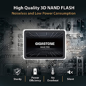 Gigastone SATA SSD 1TB SSD 2.5 Game Pro 3D NAND Internal SSD SLC Cache Boost Speed 540MB/s, Internal Solid State Drives Upgrade Storage for PC PS4 Laptop SSD Hard Drives SATA III 6Gb/s 2.5”/7mm