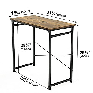 TEAMIX Small Desk 32inch Study Writing Home Office Desk Vanity Table Mini Laptop Desk with Hooks 3D Printer Stand Kitchen Shelf(Brown, 32x16x30 inch)…