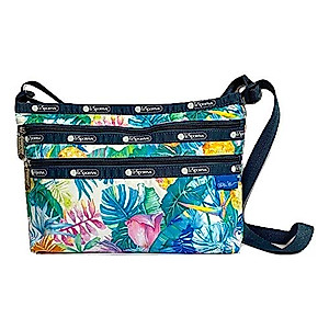 LeSportsac Lauren Roth Uluwehi HAWAII EXCLUSIVE Quinn Crossbody Handbag, Style 3352/Color K605, Vibrant Tropical Flowers & Pineapples, Lauren Roth Signature Printed on Pattern