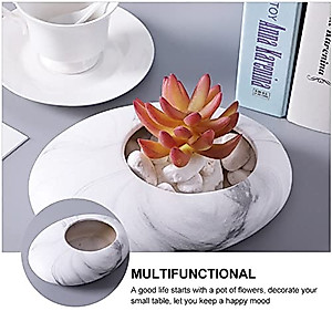 HANABASS Decorative Planters Vase Pebble Oval Desktop Container Home Pot Ceramic Ikebana Balcony Mini Indoor Flower Center Modern Holder Bonsai Outdoor Cactus for Style and Plant Garden