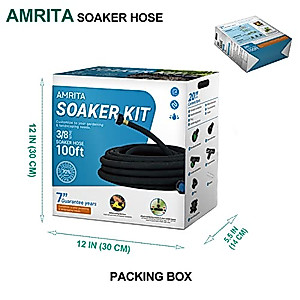 AMRITA Soaker Hose KIT,3/8inch 100ft Rubber Garden Hose 70% Water Saving,Black Heavy Duty Soaker Hose For Garden Lawn,Garden Raised Beds.(3/8-100FT)