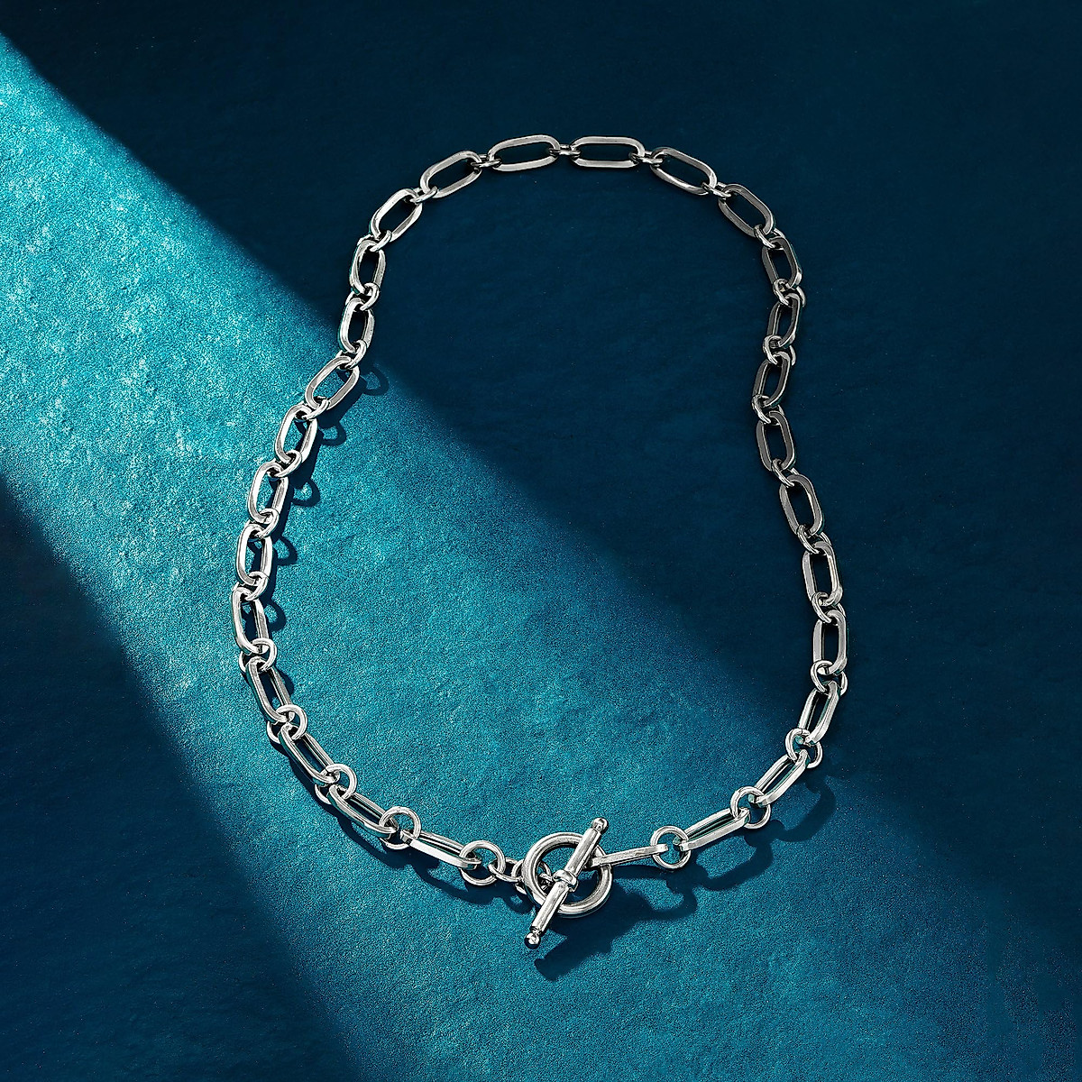 Ross-Simons Italian Sterling Silver Paper Clip Link Toggle Necklace. 16 inches