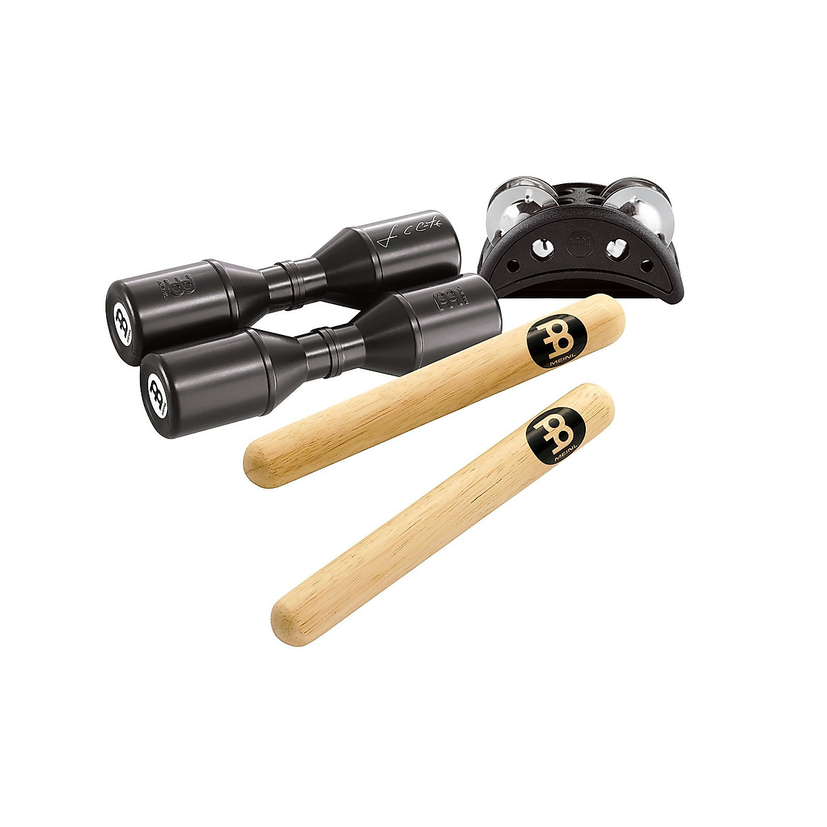 Meinl Percussion PP-1 Perc Pack with Luis Conte Shaker, Classic Hardwood Claves and Compact Foot Tambourine