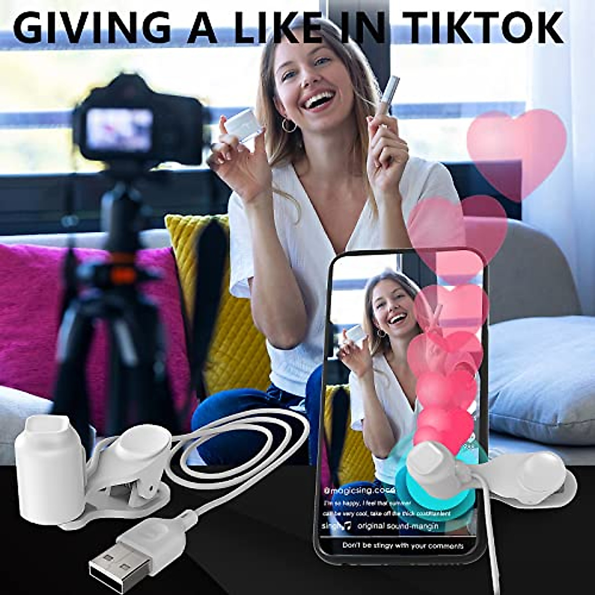 Auto Clicker for Phone Automatic Phone Screen Tapper, Simulated Finger Clicking USB Simulator for Gaming, Shopping, Giving a Like in Tiktok, Lightning Deal, Live Broadcasts, Reward Tasks (White-X)