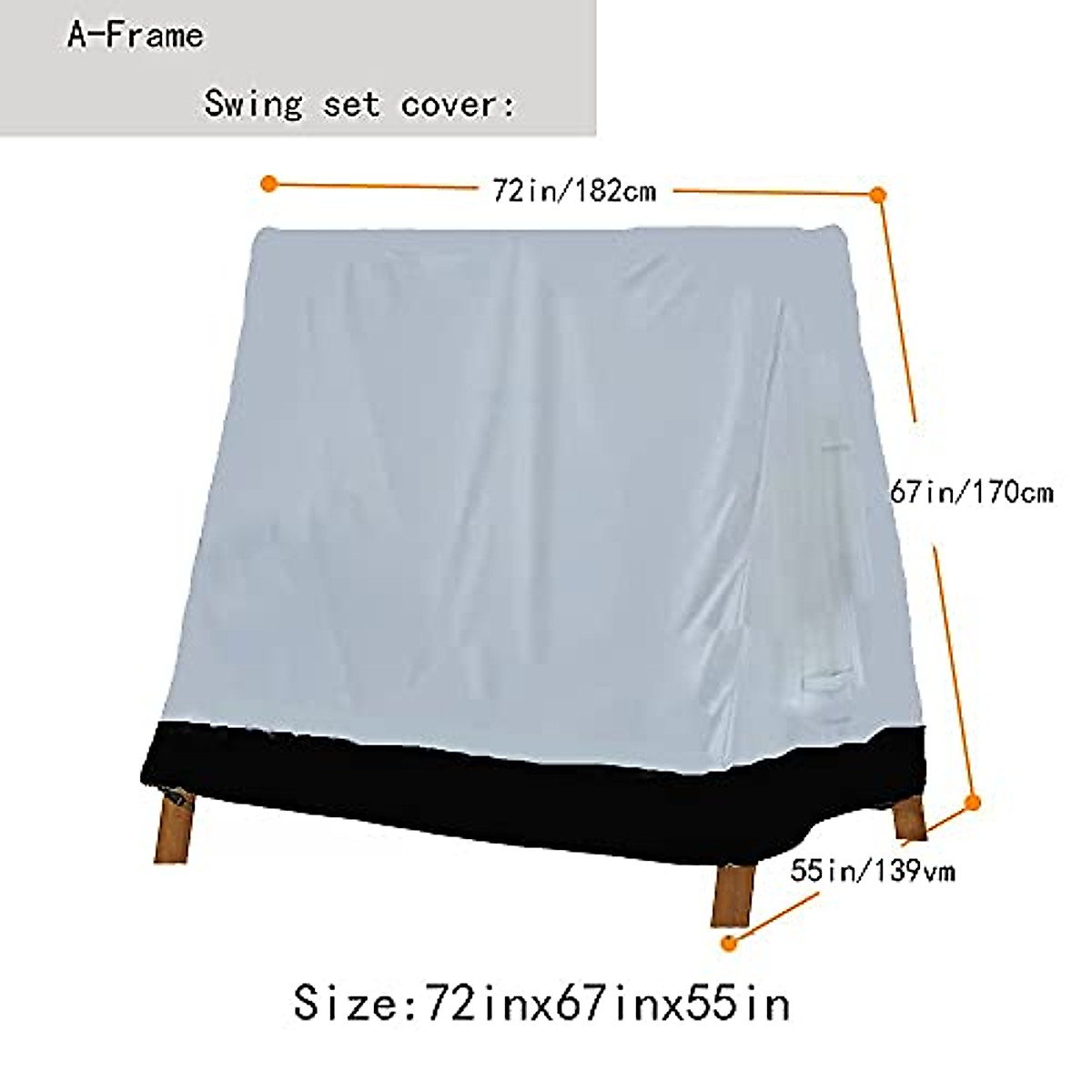 boyspringg Patio Swing Cover A-Frame Waterproof 72x67x55 inches UV Resistant Weather Protector Patio Furniture Cover for Garden Courtyard (Grey)