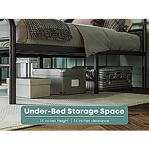 FSCHOS Full-Size-Bed-Frame-with-Headboard and Footboard, 18 Inch Metal Platform , Premium Steel Heavy Duty Bed Frame Full No Box Spring Needed, Easy Assembly, Black