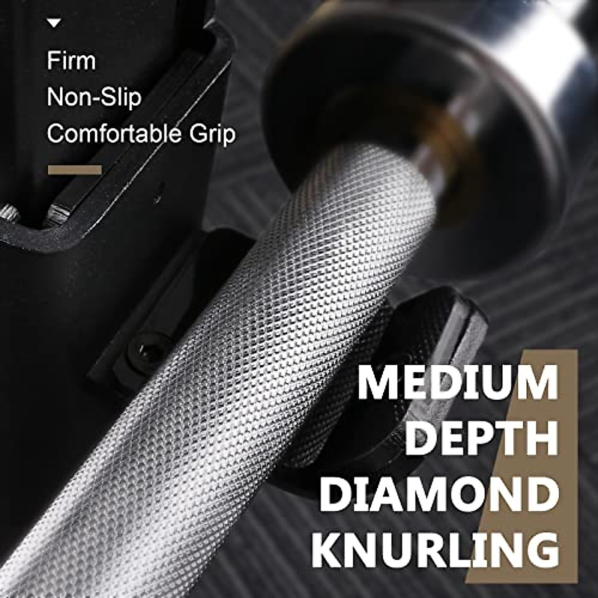 LIONSCOOL 7ft Olympic Barbell (Silver Chrome, 500LBS, Center Knurl)