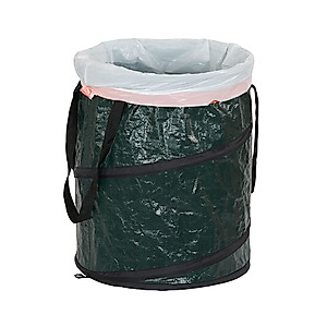 Household Essentials Pop Up Hamper, Pop Up Camping Trash Can, Great for Outdoor or Indoor Use, Portable and Collapsible with Zippered Top, Green