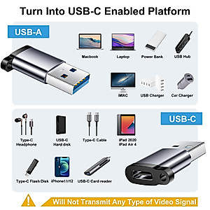 BaseNew USB to C Adapter 6 Pack,USB to USBC Adapter,USB A to C Adapter,USBC to USB Adapter,USB 3.0 to USB C Female,USB-C to USB Adapter for iPhone 15 14 13,MacBook,iPad,AirPods and More,Grey