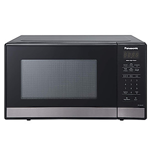Panasonic NN-SB438S Compact Microwave Oven, 0.9 cft, Black Stainless Steel
