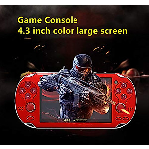 Handheld Portable Game Console，ANXTO Mini Retro Player Built-in Classic Games 4.3 Inch 8G Built-in Free 10000 Games+LCD Screen MP4 Function,Present for Kids and Adult red
