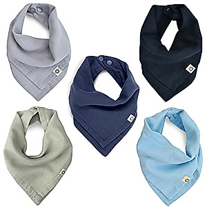 Kishu Baby Indi GOTS Organic Muslin Baby Bandana Bibs 5 Pk, 4-Way Reversible