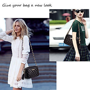 BEAULEGAN Purse Chain Strap - Microfiber Leather - Replacement for Crossbody Shoulder Bag - 51 Inch Long, Black/Gold