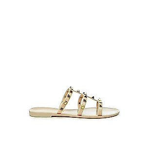 NICOLE MILLER Christy Women Sandals - Studded Flat Slide for Women - Casual Open Toe Flat Sandals for Outdoor & Indoor Wear - Flat Slides Sole for Extra Stability - Flip-Flop Sandals for Easy Walking