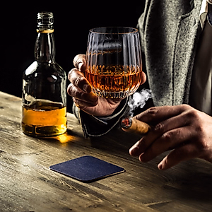 MortyGrove Cigar Whiskey Glasses with Cigar Holder-Set of 2,Old Fashioned Whiskey Glass With Indented Cigar Rest Crystal Whiskey Glasses Gift, Gifts for Men(12oz)