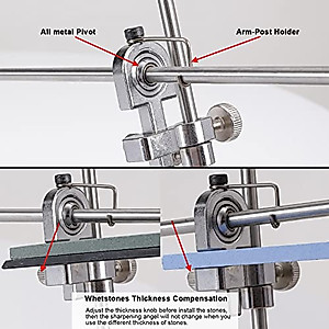RUIXIN PRO RX-009 Professional Knife Sharpener with 12 Whetstones, 360° Rotation Flip Design Fixed-Angle Stainless Steel Kitchen Chef Knife Sharpening Kit Holding System Tools