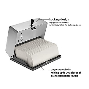 Paper Towel Dispenser Wall Mount for Toilet, Bathroom Paper Towel Holder, Commercial Paper Towel Dispenser for Trifold Paper & Multifold Paper Towels, Silver