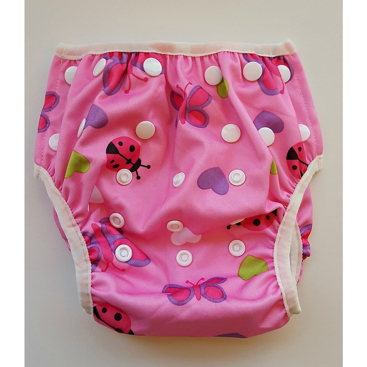 Swim Diaper - Reusable and Adjustable for Babies 0 to 12 Months and Toddlers up to 3 Years by Eco-Friendly Terra Baby (Pink Flutter-by Love)