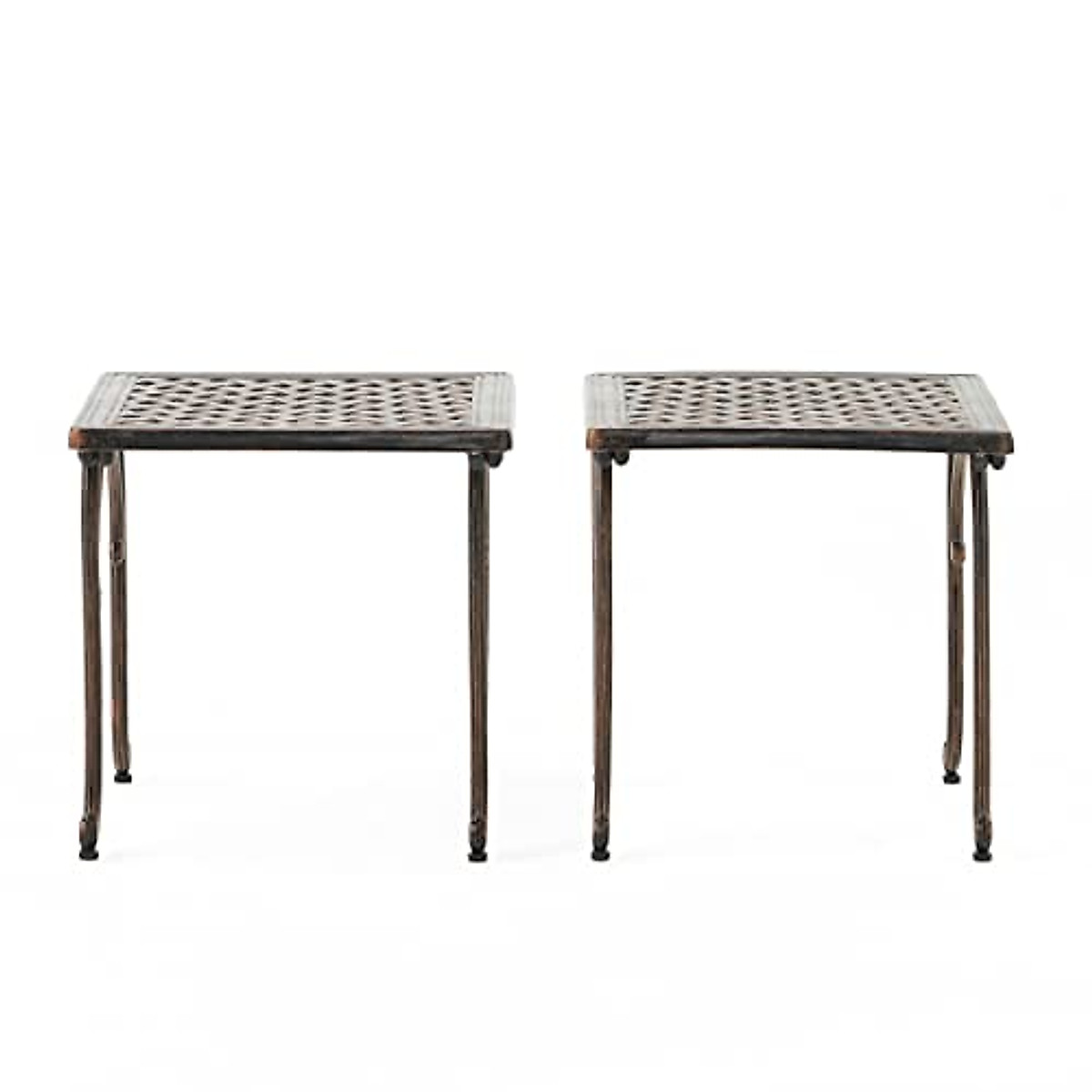 Christopher Knight Home Mckinley Outdoor Cast End Tables, 2-Pcs Set, Shiny Copper