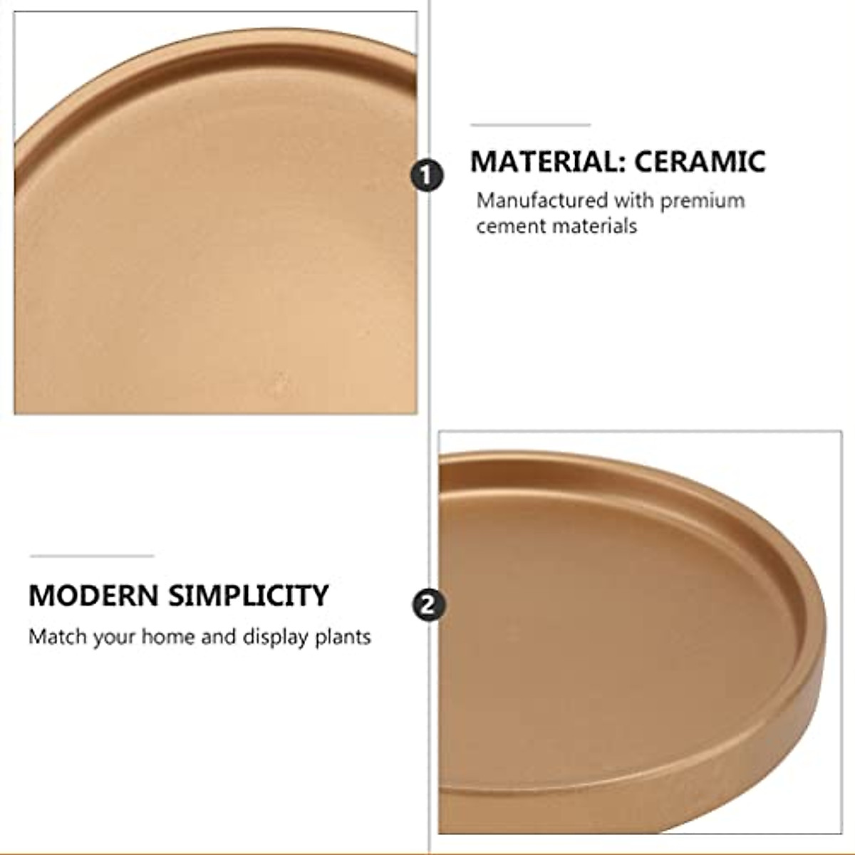 HANABASS Round Pallet Flowerpot Tray 2pcs Gardening Potted Plant Trays Cement Flowerpot Trays Flower Pot Mats Balcony Succulent Pot Trays for Home Kitchen Gold Flower Pot Saucer Bonsai Water Trays