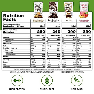 Oats Overnight - Ultimate Variety Pack High Protein, High Fiber Breakfast Shake - Gluten Free, Non GMO Oatmeal Chocolate Chip Cookie Dough, Banana Bread & More (24 Pack + BlenderBottle)