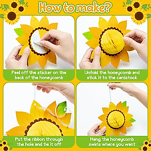 A1diee Sunflower Tissue Pom Poms - Yellow Flowers Wall Hanging Swirls Party Decorations Retro Boho Birthday Banner Baby Shower Bridal Wedding Classroom Backdrop Supplies Favor Décor 6.5" 6.2"