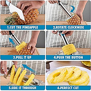 Pineapple Corer and Slicer Tool, Pineapple Cutter Stainless Steel Fruit Peeler Corer Slicer Cutter with Sharp Blade Pineapple Eye Peeler for Home and Kitchen