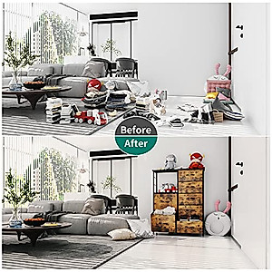 YITAHOME 7-Drawer Fabric Dresser, Furniture Storage Tower Cabinet, Organizer for Bedroom, Living Room, Hallway, Closet & Nursery, Sturdy Steel Frame, Wooden Top, Easy-to-Pull Fabric Bins(Rustic Brown)