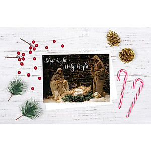 JBH Creations Religious Nativity Christmas Card with Scripture - Pack of 24