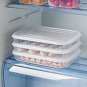 Tofficu 2Pcs Plastic Refrigerator Food Storage Containers, Stackable Refrigerator Organizer Bins with Lids, Fridge Organizers And Storage Containers for Meat, Fruits, Vegetable, Drinks