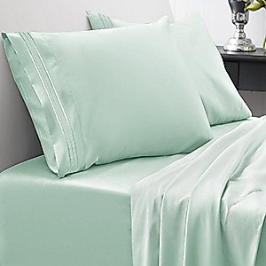 Queen Size Bed Sheets - Breathable Luxury Sheets with Full Elastic & Secure Corner Straps Built In - 1800 Supreme Collection Extra Soft Deep Pocket Bedding Set, Sheet Set, Queen, Mint