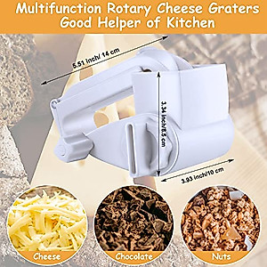 Rotary Cheese Grater Manual Handheld Cheese Grater with Stainless Steel Drum for Grating Hard Cheese Chocolate Nuts Kitchen Tool (/, White, 1)