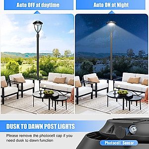 150W LED Post Top Light with Photocell, 150W 120W 90W Adjustable 21000Lm 5000K Outdoor Pole Lights, IP65 Waterproof Post Light Fixtures for Garden Yard Pathway Lighting ETL DLC Listed AC100-277V