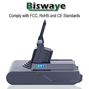 Biswaye V8 Replacement Battery Compatible with Dyson V8 SV10 Battery 215681 V8 Animal Plus V8 Absolute V8 Motorhead V8 Flufly V8 Carbon Fiber Cord V8 Animal Cordless Vacuum Battery