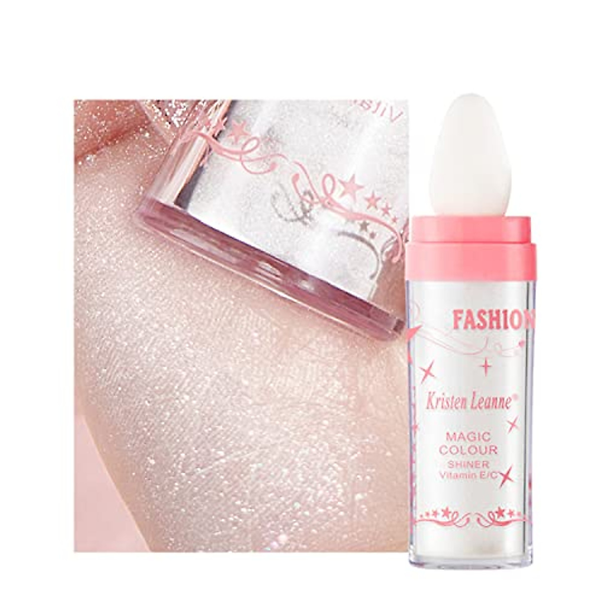 Polvo De Hadas Highlighter Makeup Powder，White Highlighter Makeup,the Natural Three-dimensional Face Glitter Blusher,Inner Corner Eye Highlighter for Women's Day Gift （01 White moonbeam)